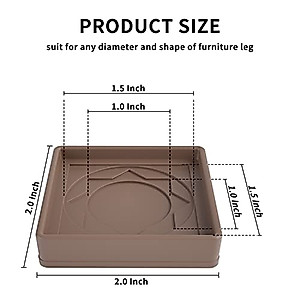 Furniture Coasters 8 Pcs 2” Furniture Caster Cups Non Slip Furniture Pads Hardwoods Floors Non Skid Furniture Grippers, Rubber Furniture Feet, Anti Slide Floor Protector for Bed Couch Stoppers Brown