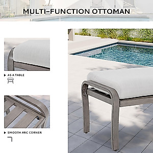 LUXIJOY Aluminum Patio Furniture Set 7 PCS, Sectional Loveseat 3 Seat Sofa Couch and Armchairs with Cushion and Ottomans, Outdoor Conversation Set with Coffee Table for Pool Yard Deck, Grey