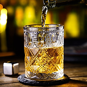 Yesland 6 Pack Vintage Drinking Glasses, 10 oz Clear Hobnail Glasses Tumbler - Embossed Water Glassware Set for Juice, Beverages, Beer, Cocktail, Whisky, Dinner Parties, Bars, Restaurants