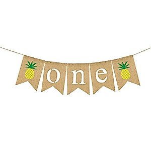 Morndew Summer Time Style with Pineapple One Banner for Baby Birthday Party Beach Summer Tropical Party Decorations