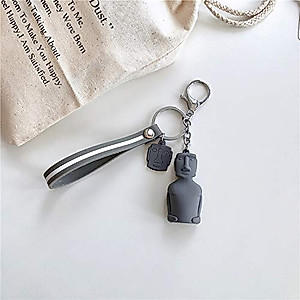 for Apple Airpods Pro and 1/2 Charging Case Easter Island Statues Silicone Cover and Pendant Keychain 3D Lovely Stone Man Father and Son (Airpods Pro)