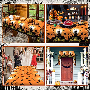 Halloween Tablecloth, Halloween Tablecloth Plastic Halloween Table Cloth Rectangle Halloween Table Cover Waterproof Disposable Tablecloth with Gost Bat for Halloween Party Table Dinner Decorations