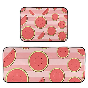 Pieces Watermelons Kitchen Rugs and Mats Set 2 Piece Non Slip Washable Runner Rug Set of 2 for Kitchen Floor Home Sink Ladunry Office