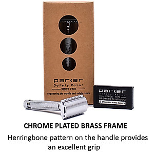 Parker 97R Traditional Double Edge Safety Razor & 5 Parker Premium Razor Blades