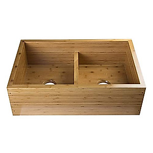 ALFI brand AB3321 33-Inch Double Bowl Bamboo Kitchen Farm Sink