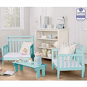 Dream On Me Emma 3-In-1 Convertible Toddler Bed In Mint, Converts To Two Chairs And-Table, Low To Floor Design, JPMA Certified, Non-Toxic Finishes, Safety Rails