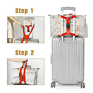 2 Pieces Luggage Straps, Luggage Straps for Suitcases Add a Bag Easy to Travel Belt for Luggage, Bag Bungee for Luggage, Adjustable Size Luggage Belt and Elastic Suitcase Strap(Orange)