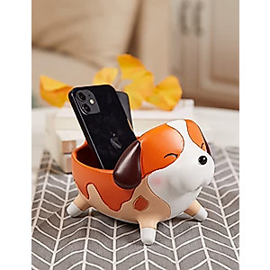 SEINHIJO Dog Candy Dish Cookie Plates Nuts Bowl Jewelry Tray Animal Arts Statue Sculpture Polyresin Figurine 6.7 inch