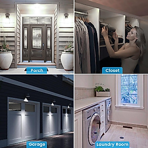 Aovpex Motion Sensor Light Bulbs, 13W(100W Equivalent) Movement Activated Dusk to Dawn Sensor LED Bulb, A19 E26 5000K Cool White Security Bulbs Outdoor Indoor, for Porch Garage Basement Hallway 4 Pack