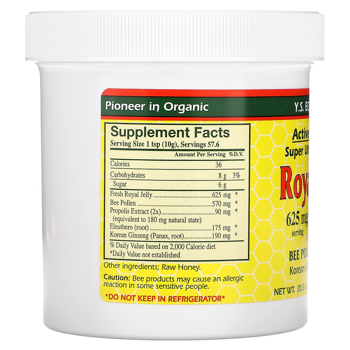 YS BEE Farms Jelly Bee Pollen Propolis Ginseng Royal, 20.3 OZ