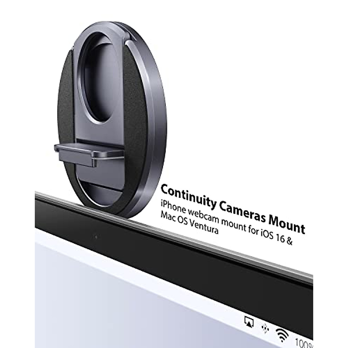 Stouchi Aluminum Mag-Safe Continuity Camera Mount, Upgraded iPhone Webcam Mount for Mac Notebooks OS Ventura Compatible with iOS 16 iPhone 12 13 14 Series