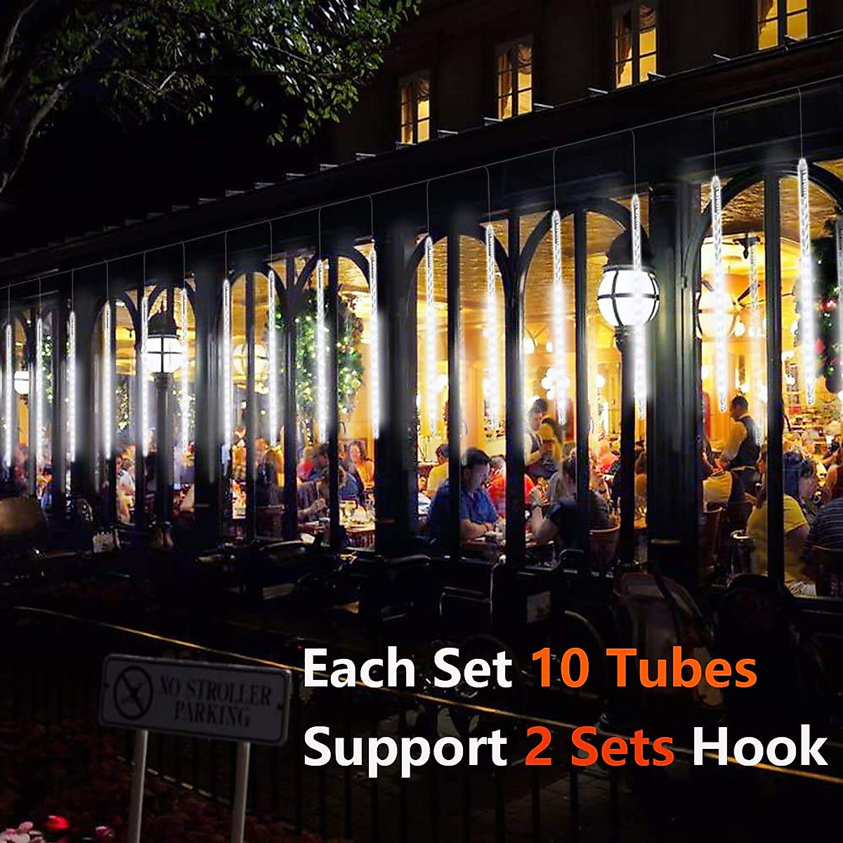 Vikdio Christmas Lights Outdoor, Meteor Shower Lights 50cm 10 Spiral Tubes 540 LEDs 3.15m Lit Length, Waterproof Snowfall Icicle Lights for Outdoor Xmas Decoration Party Tree Window (White)