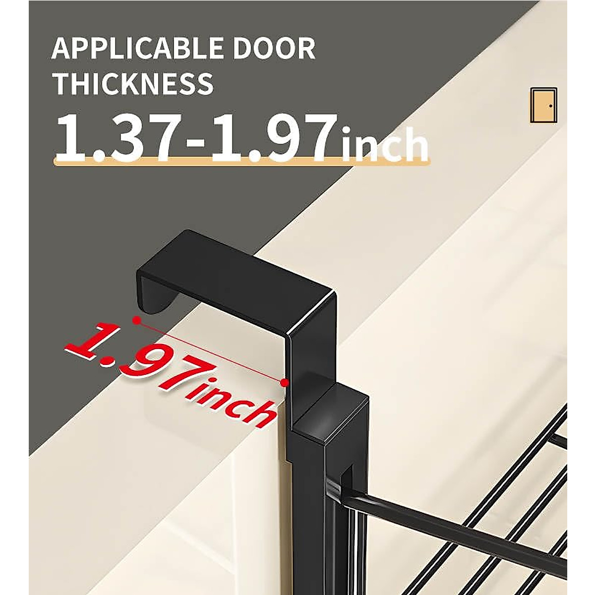 6 Tier Pantry Organizer with Cloth Hook (White) - Metal Hanging Kitchen Spice Rack, Can Organizer - Maximize Your Pantry Door Storage Space, Neat and Efficient Pantry Organization Solution
