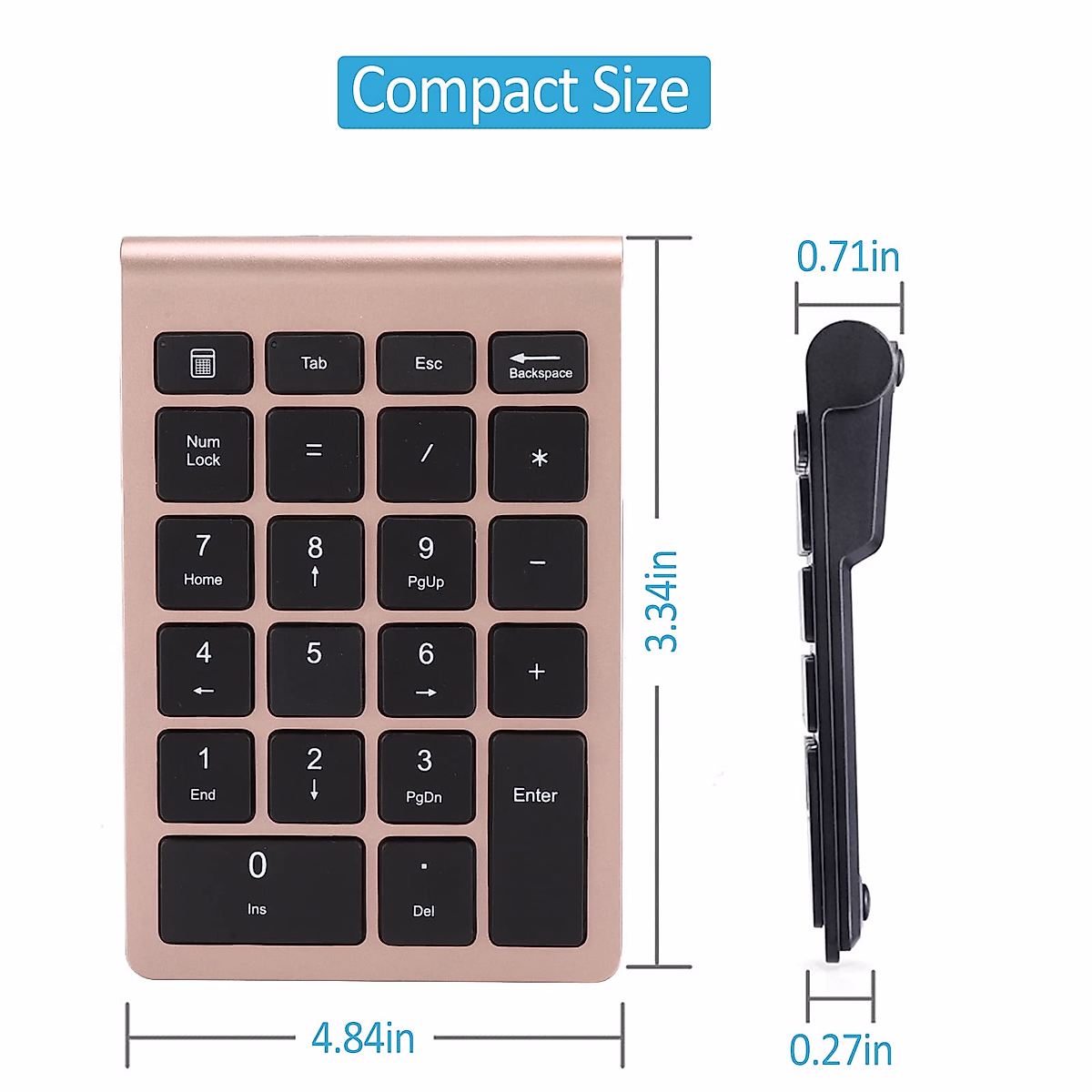 Yoidesu 22 Keys Number Pads, Numeric Keypad Portable 2.4 GHz Number Keyboard Financial Accounting Number Keyboard for Laptop, PC, Desktop, pro, Notebook, etc.(Rose Gold)