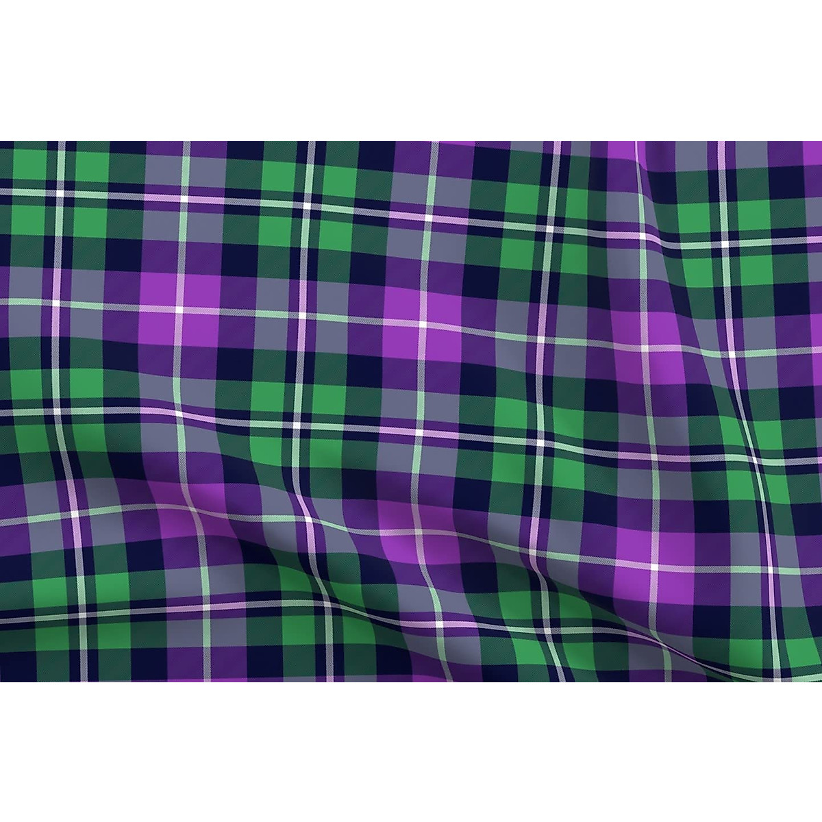 Spoonflower Fabric - Tartan Green Purple Plaid Scottish Block Colour Vibrant Printed on Petal Signature Cotton Fabric by The Yard - Sewing Quilting Apparel Crafts Decor