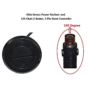 GYG Lift Chair or Power Recliner Hand Controller, 2 Button 5 pin, 180° Degree Angle