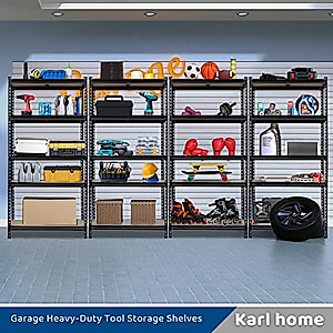 Karl home Garage Shelving Heavy Duty, 5-Tier Wide Size Adjustable Metal Shelving Unit Utility Rack Organization for Garage Pantry Basement, 2000lbs,35.4" L x 17.7" W x 70.9" H, Black