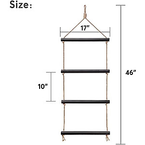 Dahey Blanket Ladder Scarf Holder Rack, Bath Towel Rack Bar Storage Ladder Wood Wall Hanging Living Room Scarf Ladder Rustic Home Decor Ladder,Black