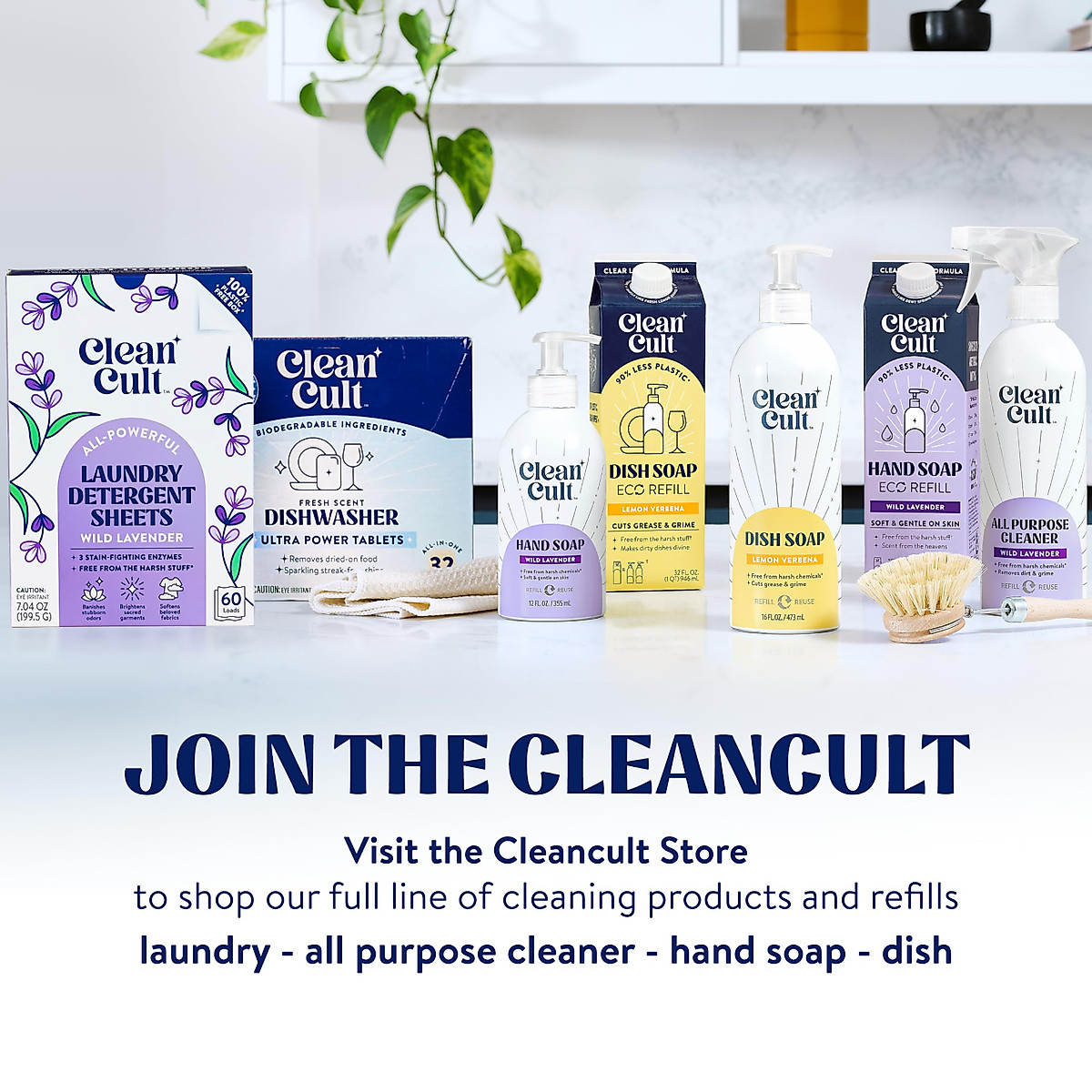 Cleancult Liquid Hand Soap Refills - Moisturizes Dry & Sensitive Skin - Made with Aloe Vera & Lavender Essential Oils - Wild Lavender - Eco Friendly - Paper-Based Packaging - 32 oz/2 Pack
