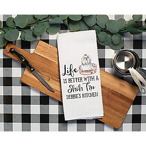 CANARY ROAD Life is Better With a Shih Tzu Kitchen Towel, Personalized Shih Tzu Tea Towel, Shih Tzu Owner, Dog Hand Towel, Dog Lover Gift, Shih Tzu Decor