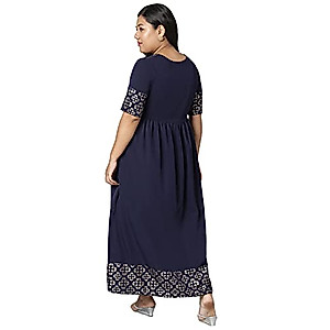 Janasya Indian Women's Plus Size Dark Blue Poly Crepe Kurta(PJNE3363-KR-A-5XL)