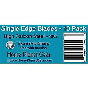 Single Edge Razor Blade 10 Pack - Straight Edge Razor - Ten Super Sharp Flat Blades in Convenient Storage Dispenser - Heavy Duty SK5 Oven Scraper Razor Tool Refills - Single Sided Blade - Easy Install