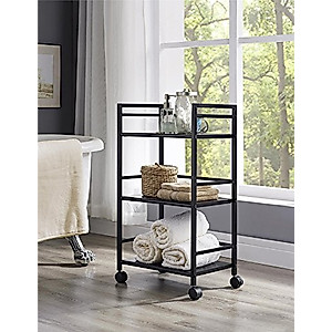 Ameriwood Home Marshall 3 Shelf Metal Rolling Utility Cart, Black