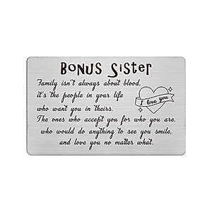 Stepsister Unbiological Sister Gifts, Birthday Card Gifts for Friends female Like Sisters, Gifts for Sister In Law, Step Sister Gifts for Christmas Mother's Day