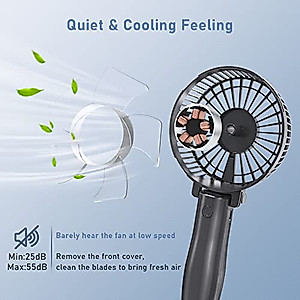 FARADAY Personal Hand Held Fan 4800mAh Travel Cooling Fan Powerful Small Portable Fans Rechargeable Battery Operated Desktop Table Fan for Traveling Hiking, 3 Speed, 6-21 Hours,Black