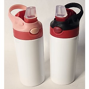 2 pack 12oz sublimation toddler tumblers (Black lid and pink lid)
