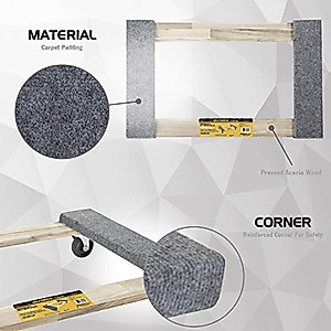 Olympia Tools Furniture Dolly for Moving, 1000 LB Capacity, 18 x 30 in, Fully Asembled, FSC Acacia Wood (Single Pack)