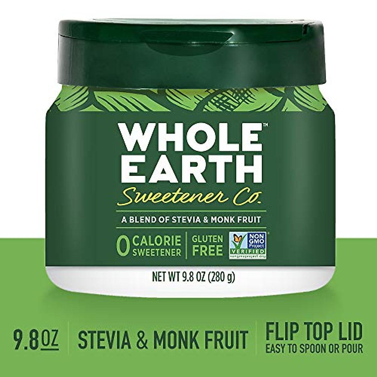 WHOLE EARTH Stevia & Monk Fruit Plant-Based Sweetener, 9.8 Ounce Jar
