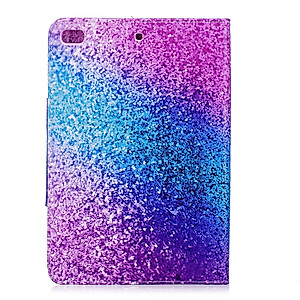 MonsDirect Case for iPad Mini 1 2 3 4 Mini 5, Leather Smart Kickstand Case Flip Wallet Protective Case Compatible with iPad Mini 1 2 3 4 Mini 5 2019, Rainbow Sand