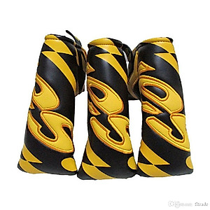 DBYAN Golf Club Blade Putter Cover Headcover with PU Leather Velcro Closure,Yes Printed Patterned for Blades Putters Scotty Cameron Ping Ansor,Black & Yellow