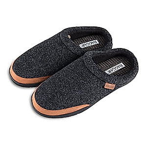 Haggar Men's Clog Slipper House Shoe Indoor/Outdoor with Memory Foam Comfort, Charcoal Felt, Large