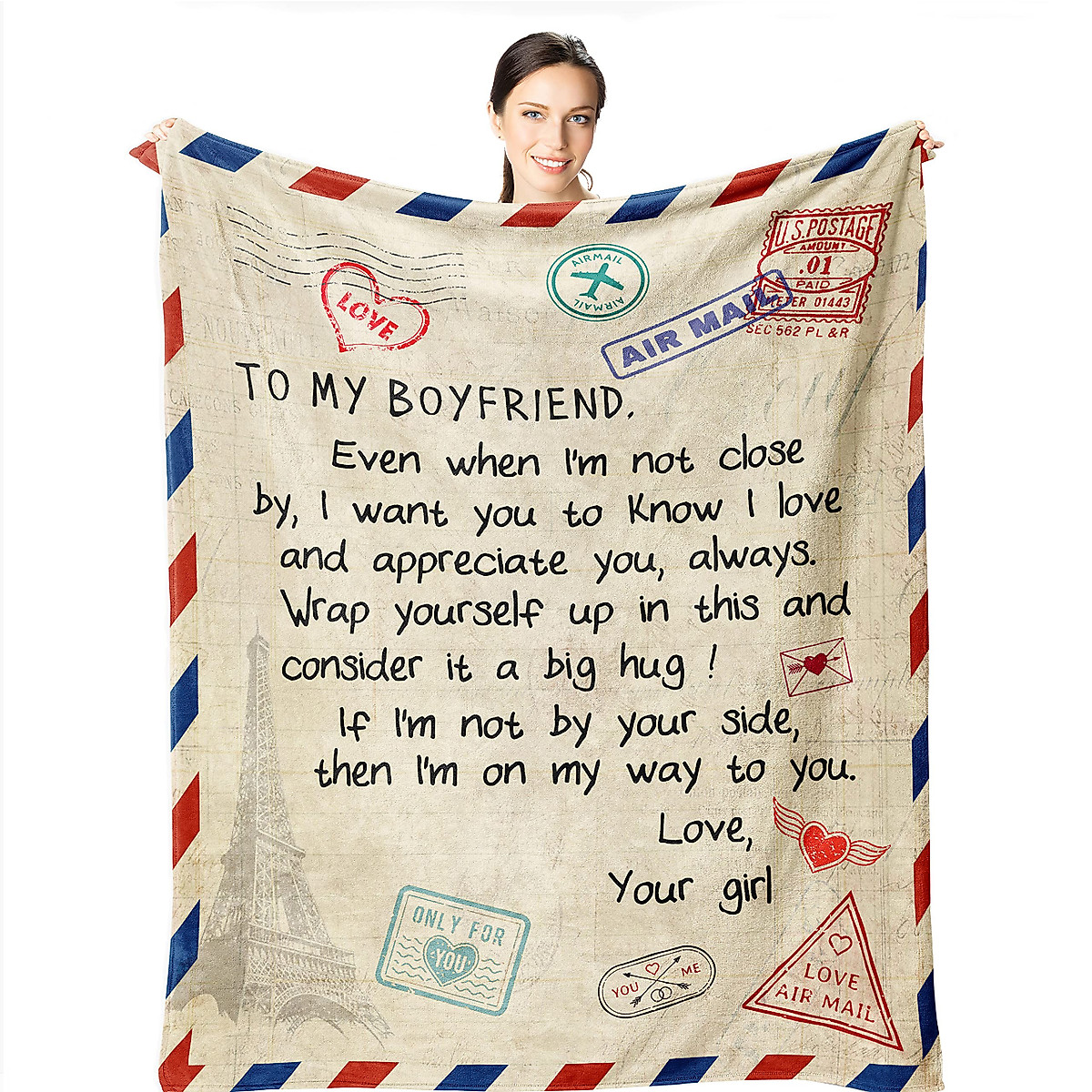Wisegem Boyfriend Gifts - Boyfriend Blanket from Girlfriend - Sentimental Gifts for Boyfriend - Romantic Gifts for Him 60"x50" - Best Boyfriend Gifts for Men - Anniversary Birthday Gift Ideas for Him