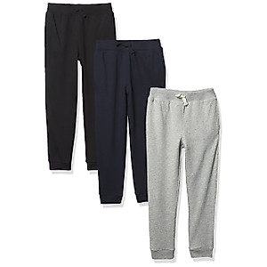 The Children's Place Baby Boys' and Toddler French Terry Jogger Sweatpant, 3 Pack, Black/Navy/Heather Grey 3-Pack, 5T