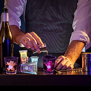 SIHPTO Swear Bears Shot Glasses 6-Pack Mini Glass Set，1.5 Ounces Swear Bears One Mouth Cup，Cocktail, Whiskey Six Colors Shot Glasses Set