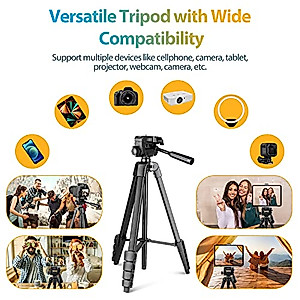 Aureday Phone Tripod Stand, 64” Extendable Cell Phone&Camera Tripod with Wireless Remote and Phone Holder, Aluminum iPad Tripod for Video Recording/Selfies/Live Stream/Vlogging