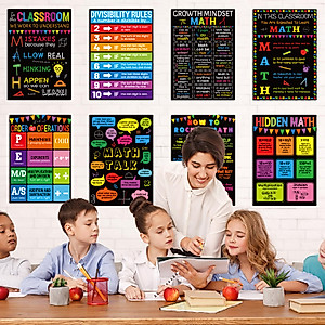 gisgfim 8 Pcs Math Posters Math Teacher Bulletin Board Posters Math Classroom Decorations For Elementary School Middle School High School Mathematics Education Banner Math Classroom Signs Must Haves