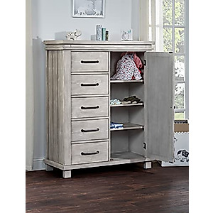 Soho Baby 43045930 Hampton Premium Soft Closing 5-Drawer Chifferobe with Adjustable Shelves and Hanging Rod, Smooth Stone Wash Finish