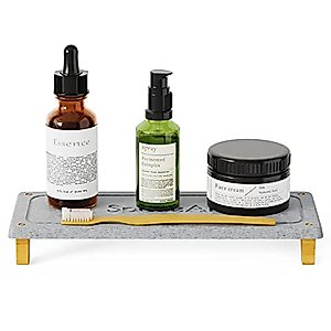 SpaceAid DryingNeat Sink Organizer, Instant Dry Sink Caddy Organizers, Kitchen Sponge Soap Holder Dispenser, Countertop Fast Drying Rack (Bamboo Feet, Gray)
