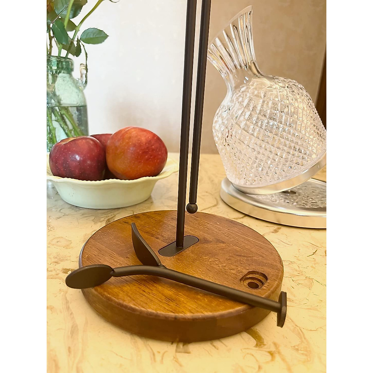 Wood Paper Towel Holder Countertop, Paper Towel Holder Stand, Easy One-Handed Tear Paper Roll Holder, Kitchen Dining Table Home Decor, for Both Standard and Jumbo-Sized Paper Towel Rolls