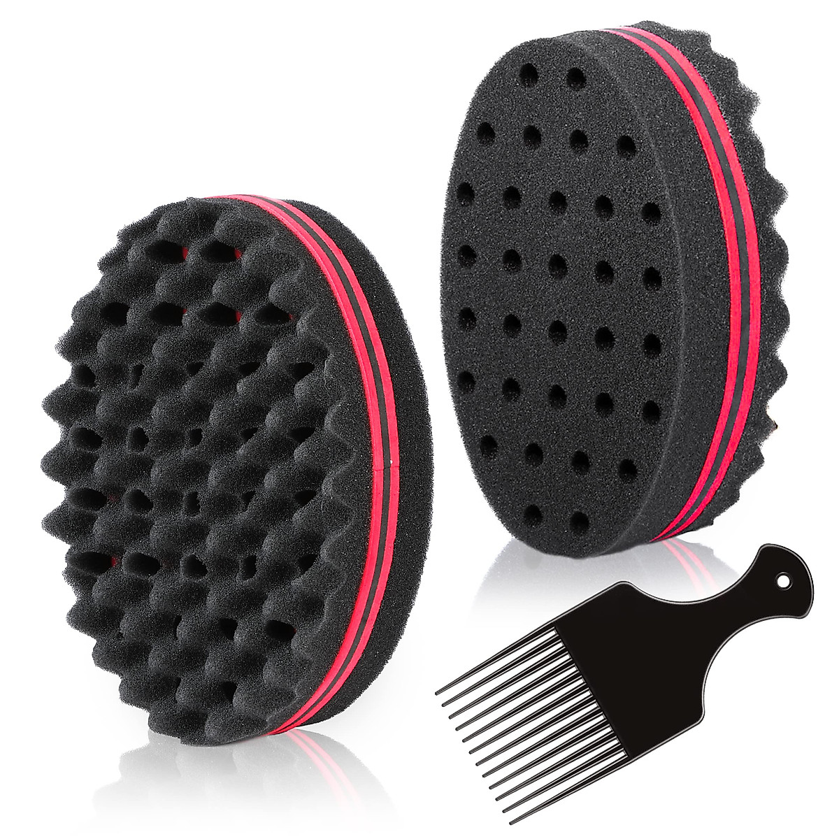 Magic Twist Hair Sponge, Barber Hair Brush Sponge, Styling Tool For Afro Curl, Coils, Dreadlocks (2 PACK)