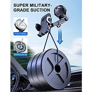 Dawinga Car Phone Holder Mount, [Military-Grade Suction] Phone Mount for Car Dashboard/Windshield/Vent，4-in-1 Universal Hands-Free Phone Holder for Car Compatible with iPhone 14 13 12 11 Pro Max, etc