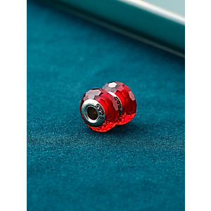 TIFVGEV 2pcs Murano Glass Charms for Pandora Bracelets, Authentic 925 Sterling Silver Charms for Bracelets, Red Charms for Women