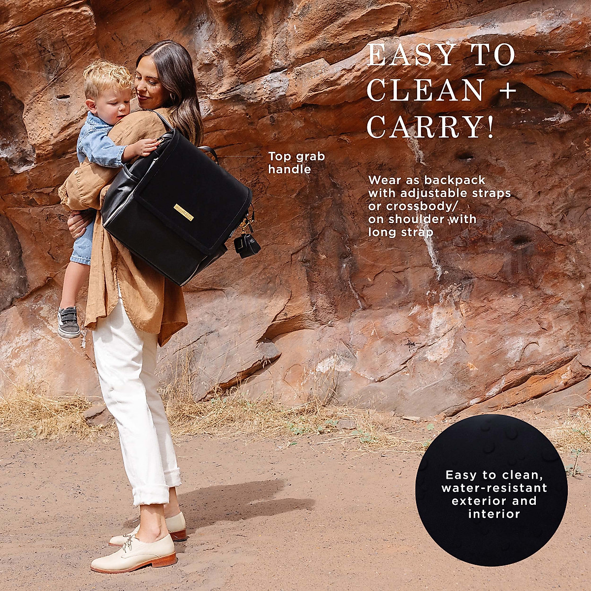 Petunia Pickle Bottom Boxy Backpack, Diaper Bag, Stylish Baby Bag, Spacious Backpack, On-The-Go Moms, Twilight Black