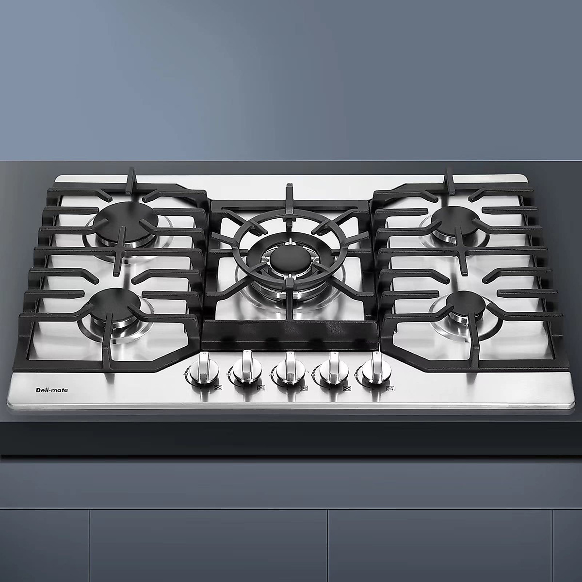 30 Inch Gas Cooktop, Stainless Steel Built-in 5 Burners Gas Stovetop LPG/NG Convertible Gas Stove Top Dual Fuel Gas Hob DM527-05