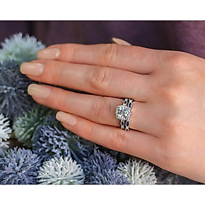 Kobelli Round Moissanite and Blue Sapphire Bridal Set - 8.0 G-H