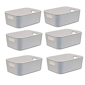 Besli Pack of 6 Small Storage Bin,Durable Storage Basket Cabinet Organizer